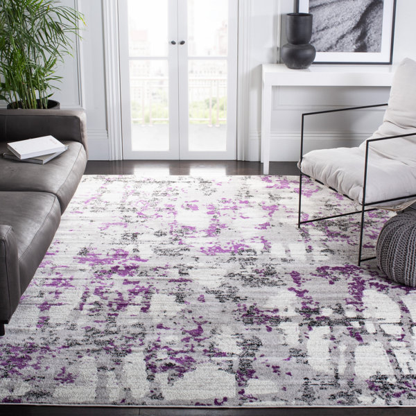 Wade Logan® Jeter Abstract Area Rug in Gray/Purple & Reviews | Wayfair