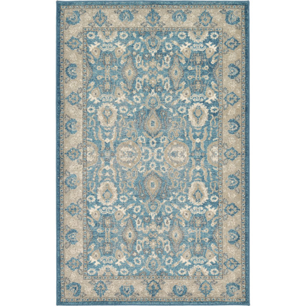 Bungalow Rose Lyndsee Floral Blue Area Rug & Reviews | Wayfair