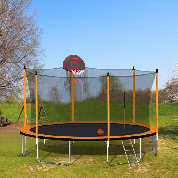 specool 12' Round Backyard Trampoline with Safety Enclosure - Wayfair ...