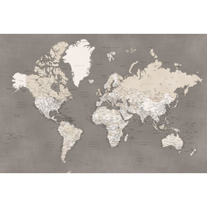 Home Magnetics Framed World Magnetic Map in Earth Tones & Reviews | Wayfair