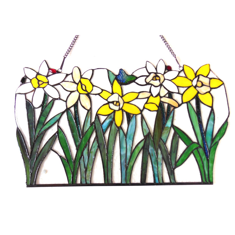 August Grove® Tiffany Glass Flowers Window Panel & Reviews | Wayfair