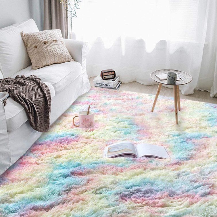 Everly Quinn Radyn Abstract Shag Rainbow Area Rug & Reviews | Wayfair