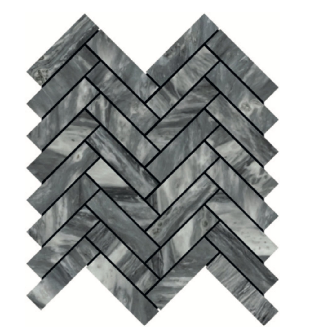 Belluno Designs Bardiglio 1" x 4" Marble Herringbone Mosaic Wall ...