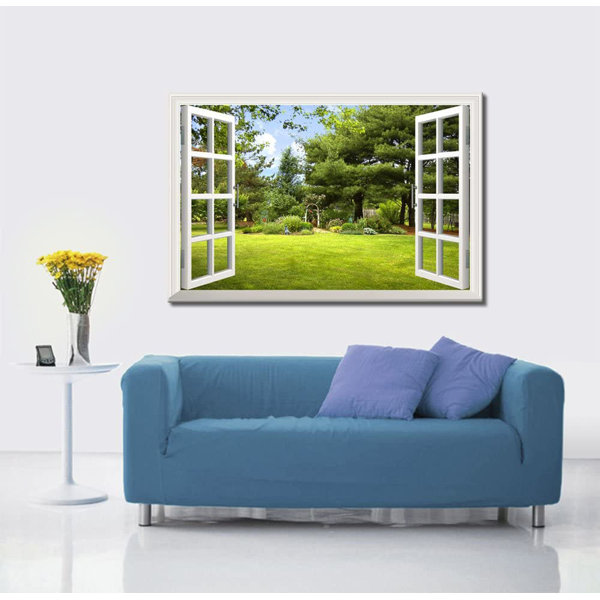 IDEA4WALL Window Scenery Garden Backyard With Green Trees In Spring ...