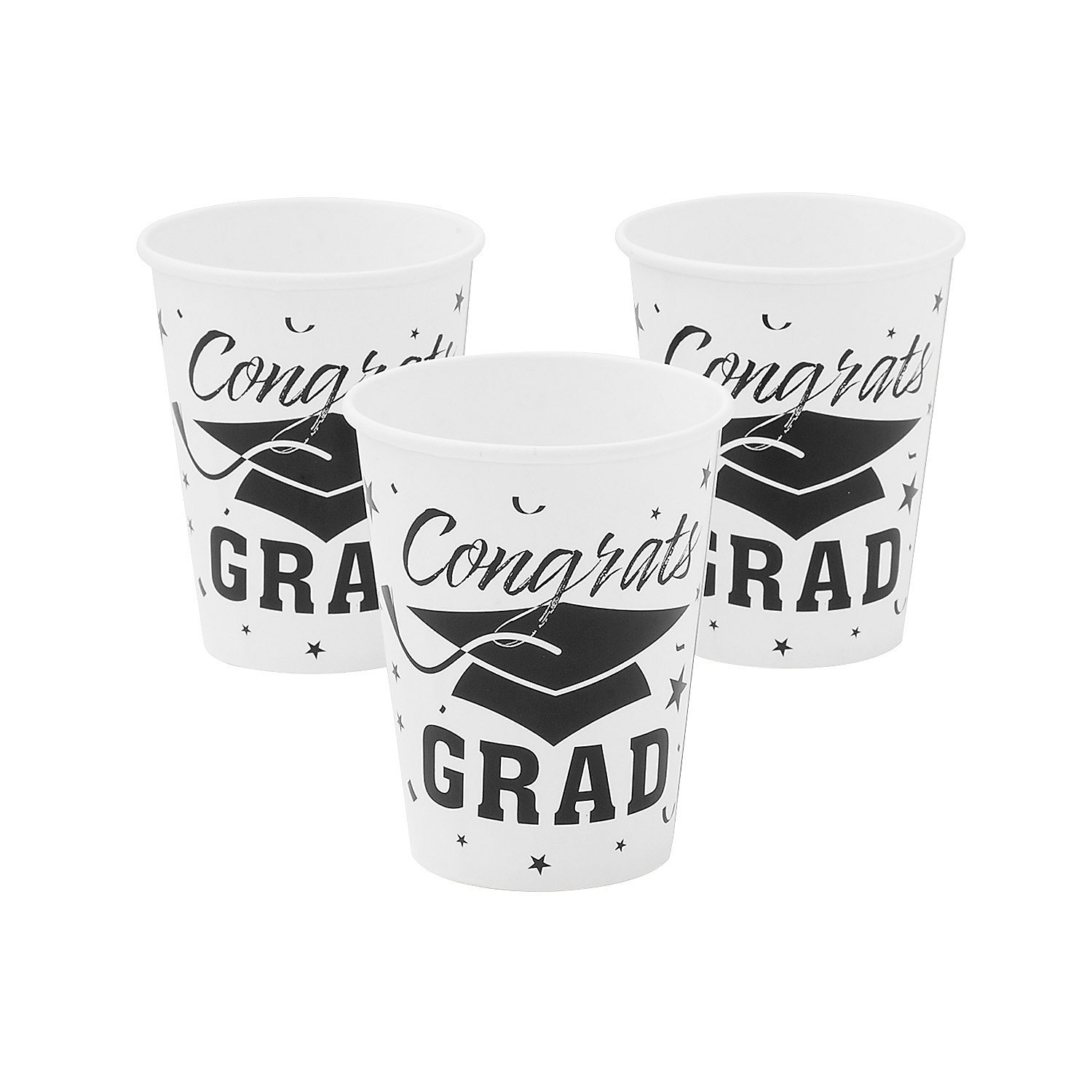Oriental Trading Company White Congrats Grad Paper Cups Basic Paper ...
