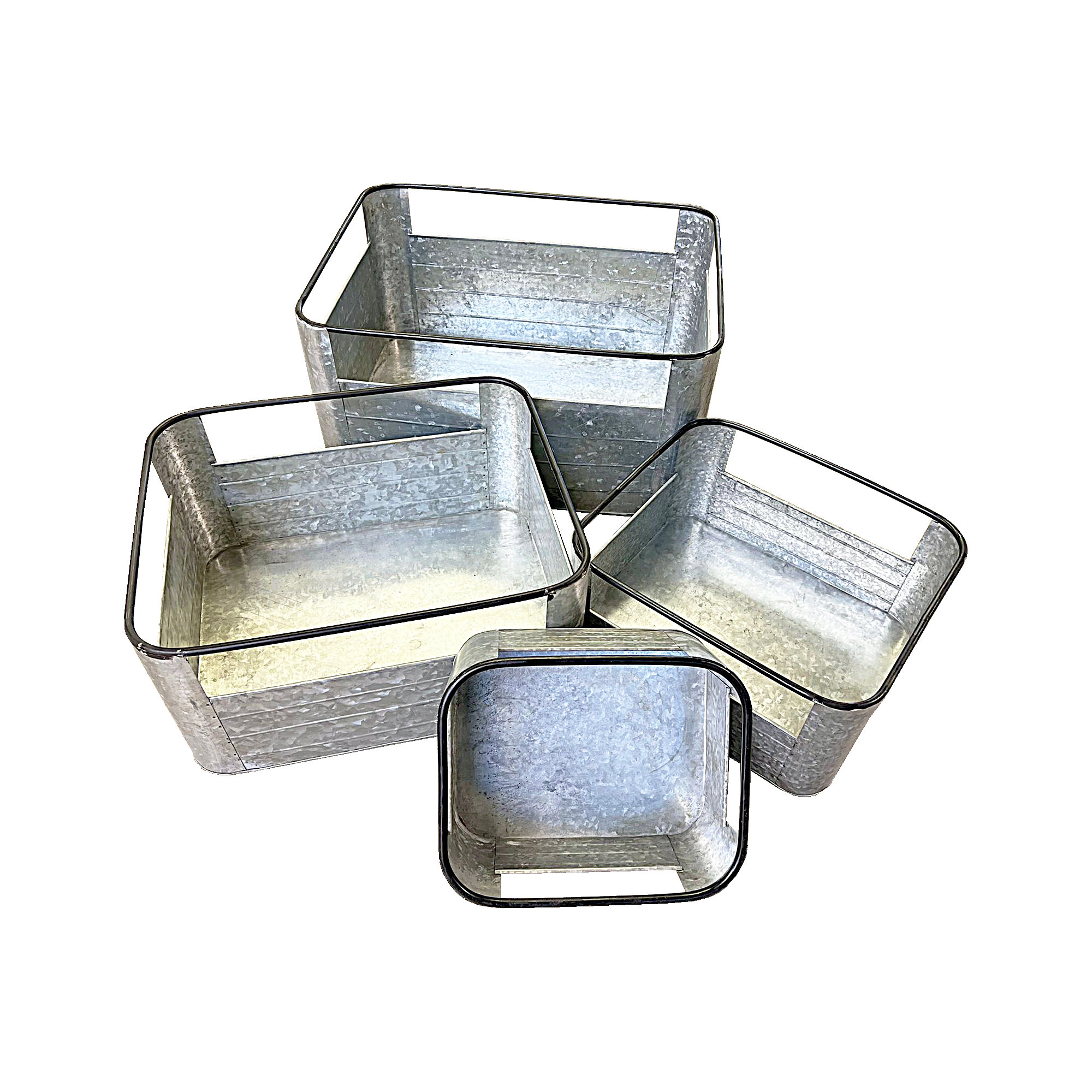 Gracie Oaks 4 Piece Metal Tubs & Totes Set | Wayfair