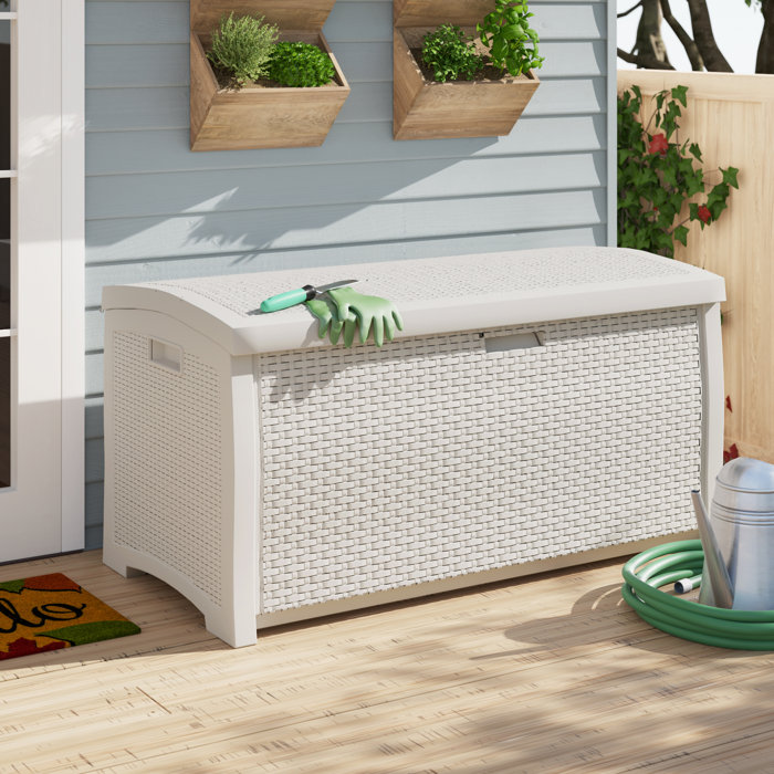 Suncast 99 Gallons Gallon Resin Deck Box in Off White & Reviews | Wayfair