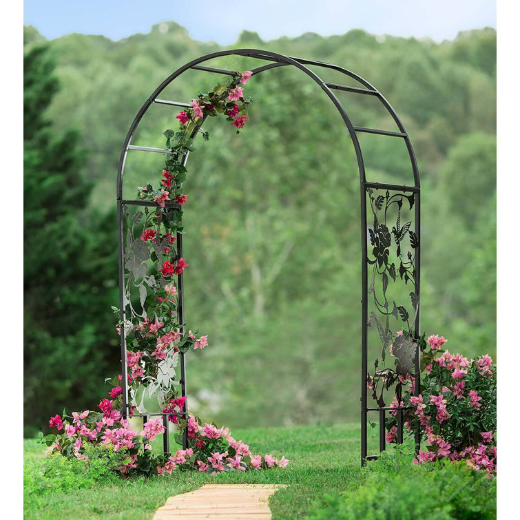 Plow & Hearth Metal Arched Hummingbird Garden Arbor | Wayfair