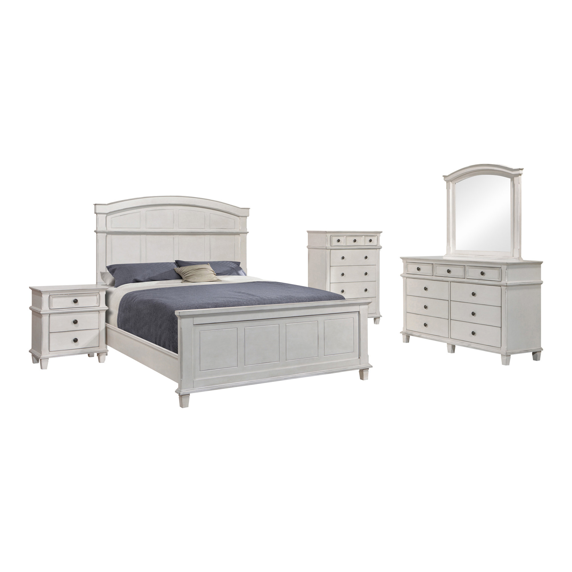 CDecor Home Furnishings Salinas Antique White 5-Piece Panel Queen ...