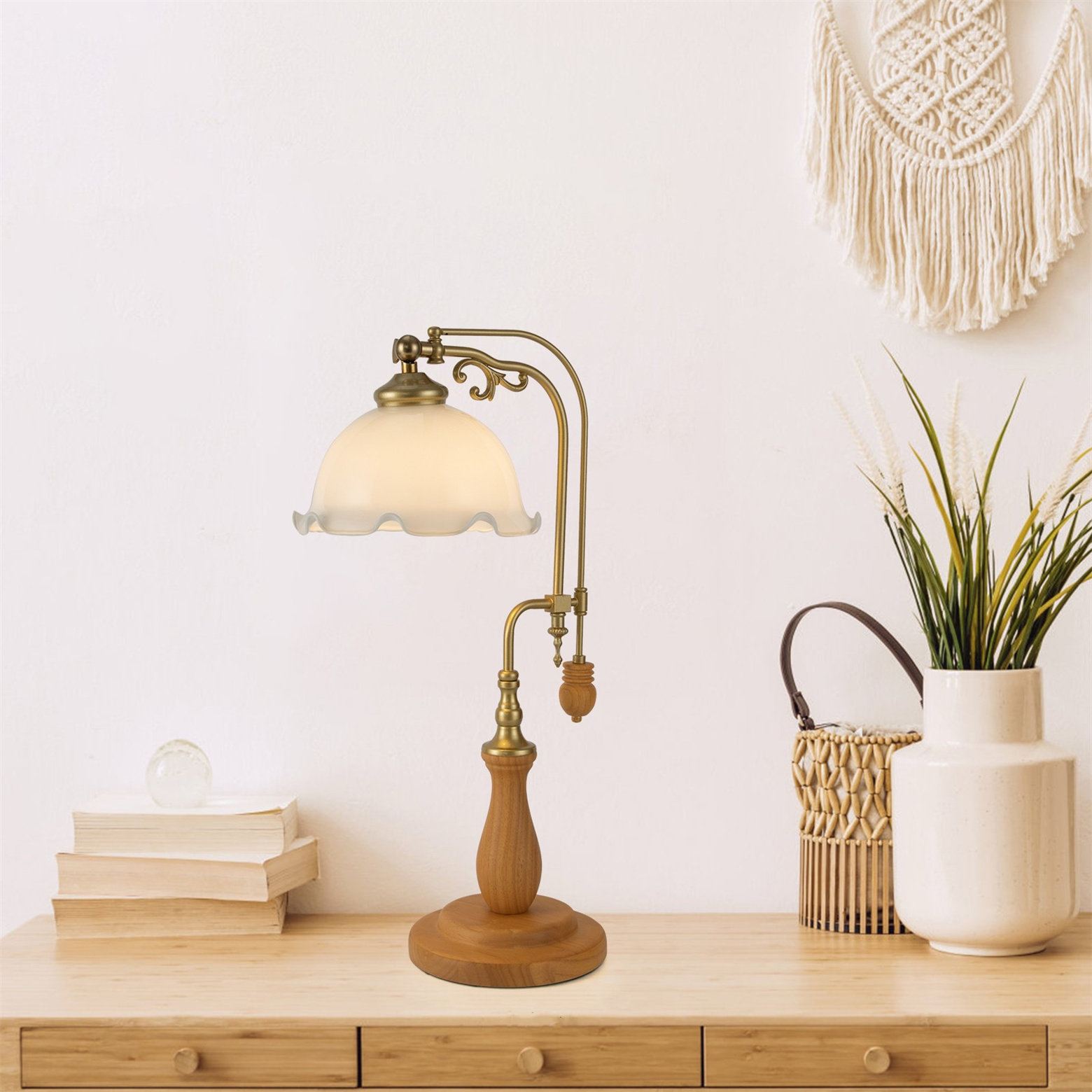 House of Hampton® Markel Solid Wood Arched Lamp | Wayfair