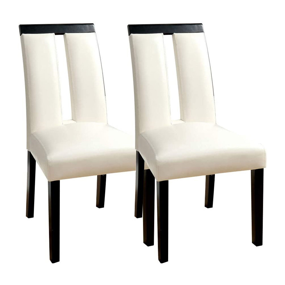 Red Barrel Studio® Bensonhurst Leather Slat Back Side Chair in White ...