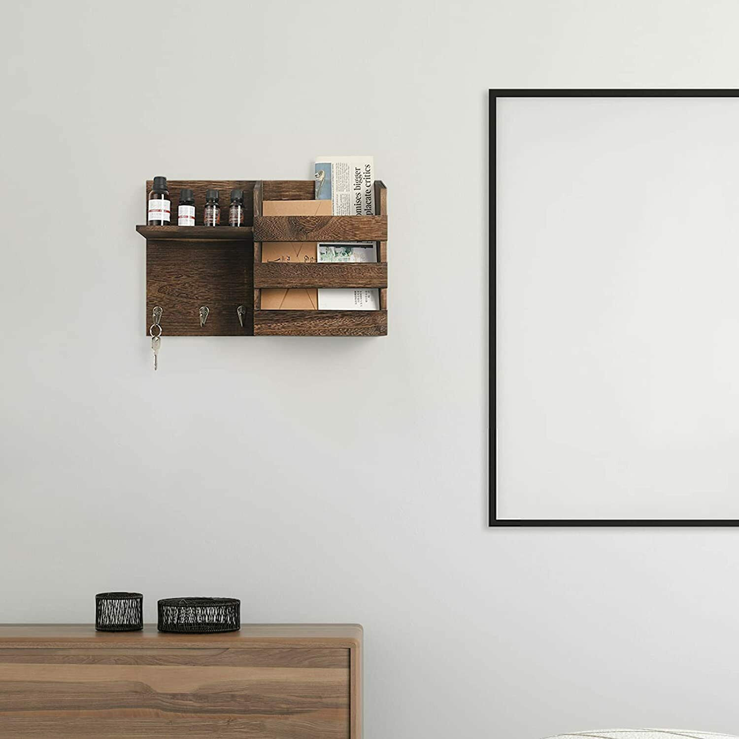 Gracie Oaks Nashbar Wall Mail Organizer with 3 Key Hooks | Wayfair