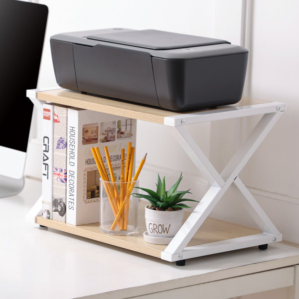 Inbox Zero Desktop Printer Stand, 2-Tiers Wood Desk Organizer, Storage ...