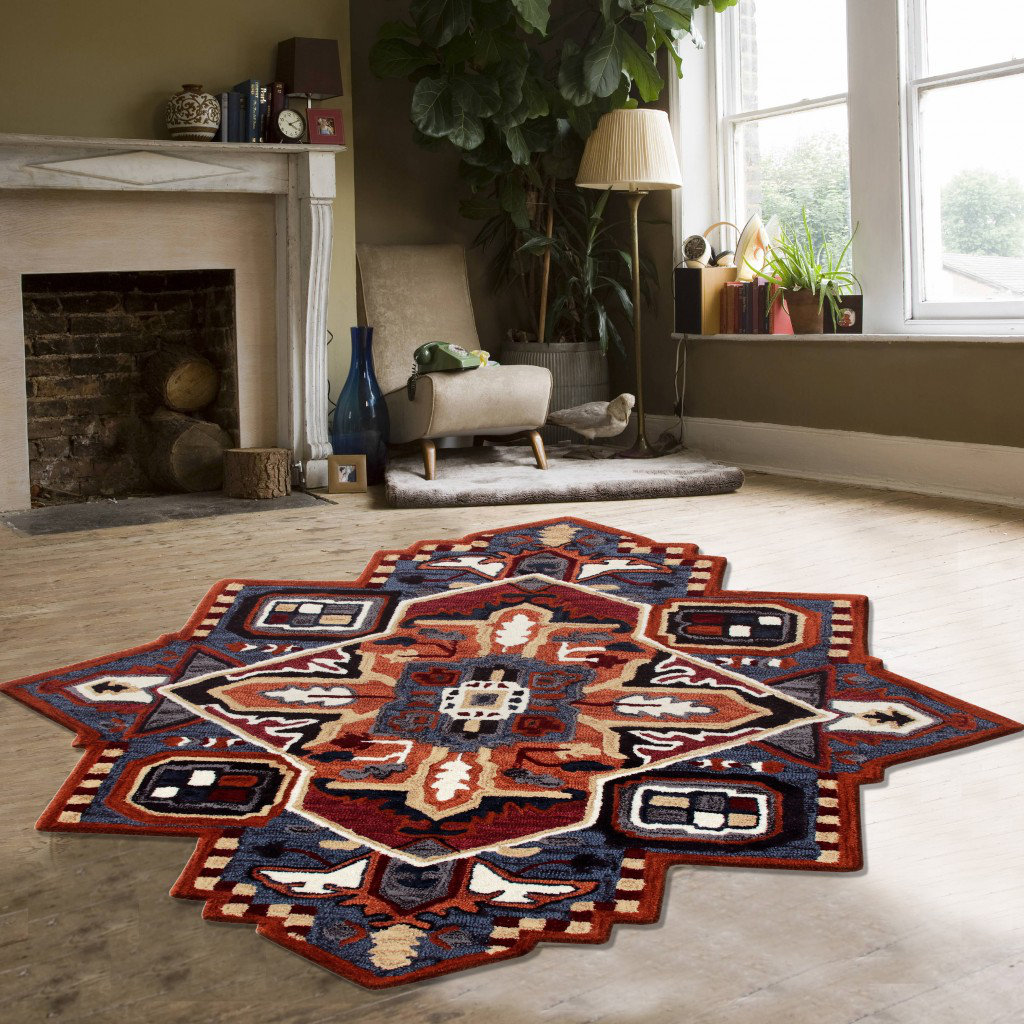 Foundry Select Maroon And Blue Medallion Area Rug | Wayfair
