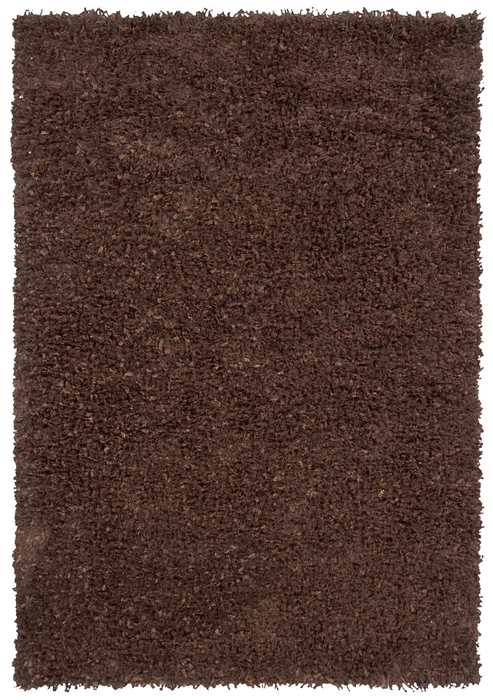 Ebern Designs Benson Handmade Shag Performance Dark Brown Rug | Wayfair