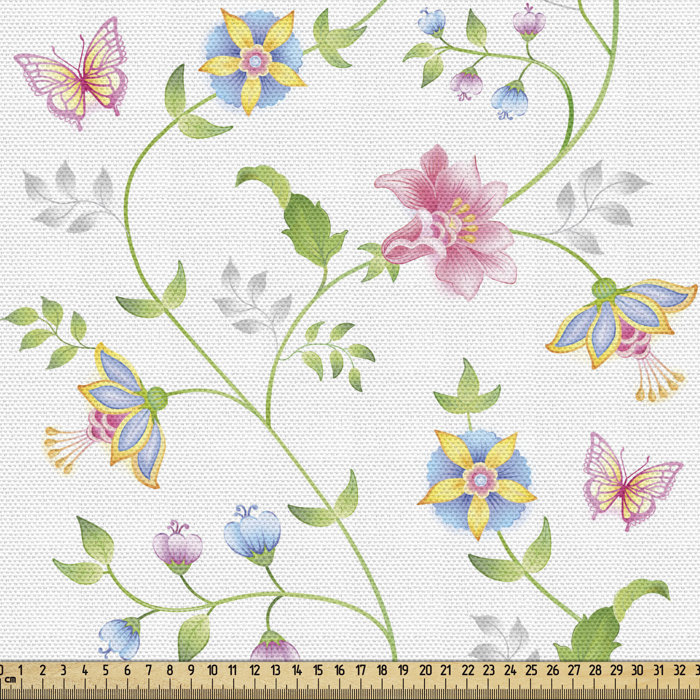 Bless international Ambesonne Flower Garden Fabric By The Yard ...