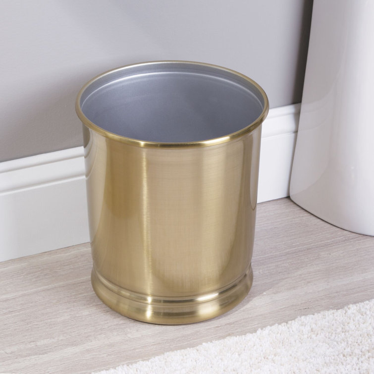 Mdesign Metal Round Small Trash Can Wastebasket Garbage Bin - Soft ...