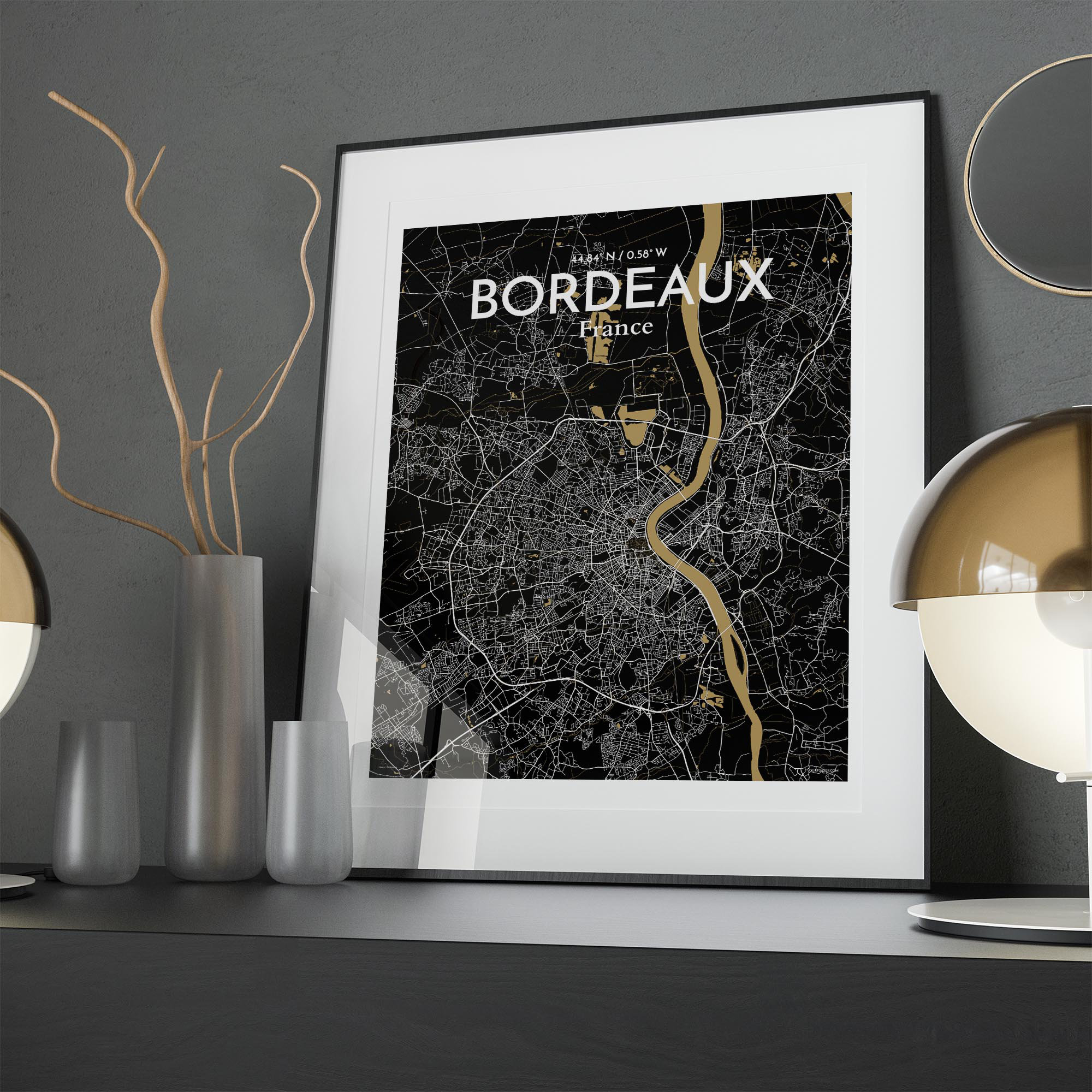 Borough Wharf Bordeaux City Map In Luxe - Unframed Graphic Art ...