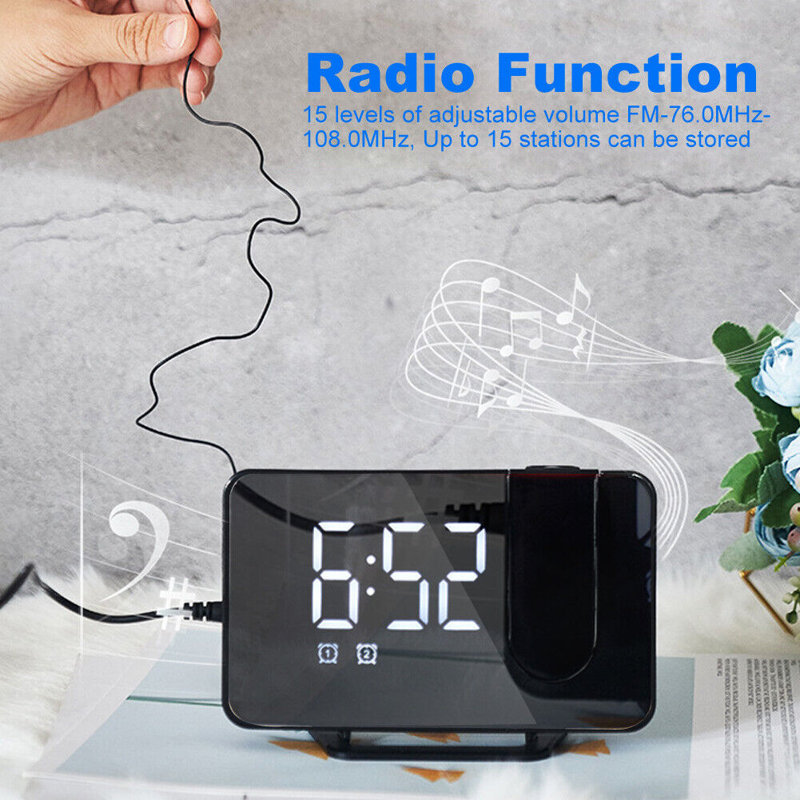 Orren Ellis Digital Electric Tabletop Clock in Black | Wayfair