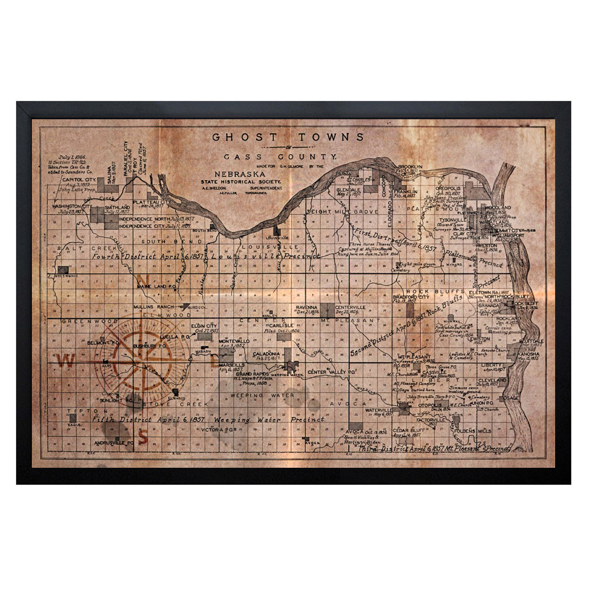 Williston Forge Ghost Towns Map 1866 - Picture Frame Graphic Art | Wayfair