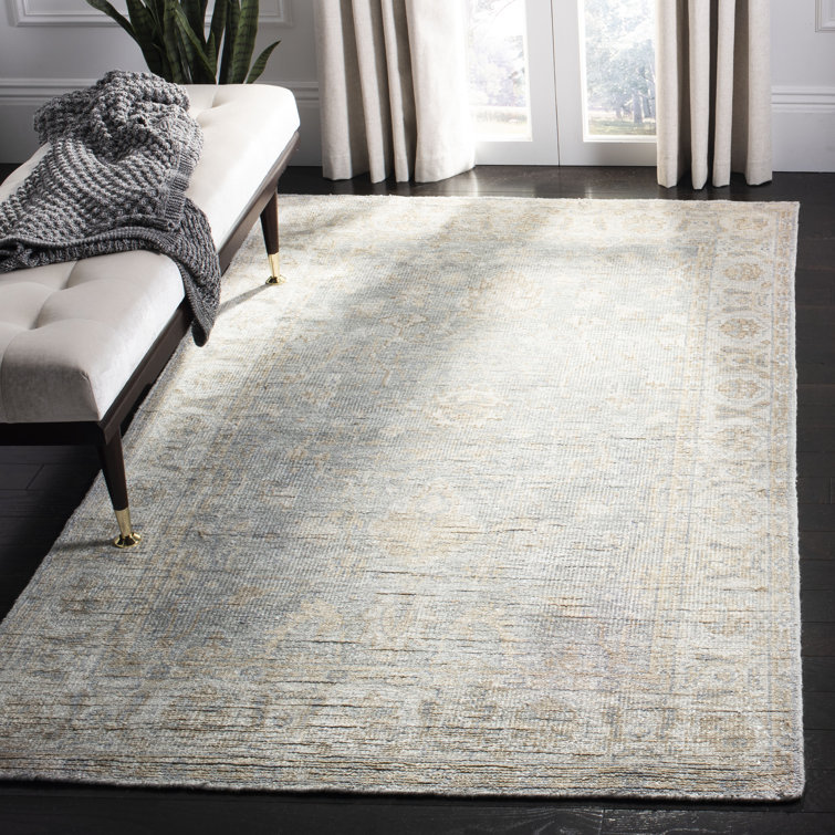 One Allium Way® Brune Oriental Handmade Tufted Area Rug in Light Blue ...