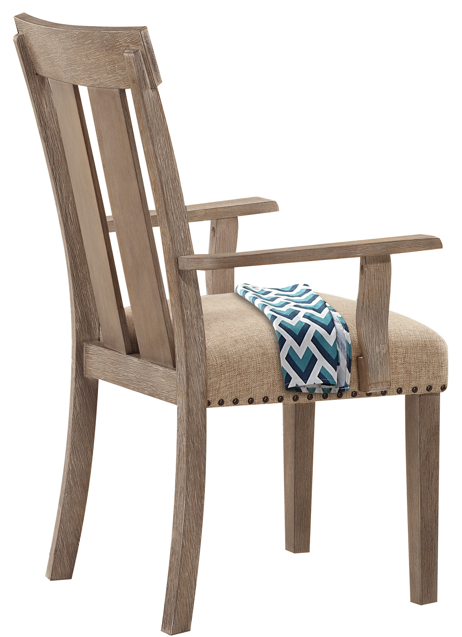 Gracie Oaks Kirtland Fabric Upholstered Slat Back Arm Chair in Beige ...