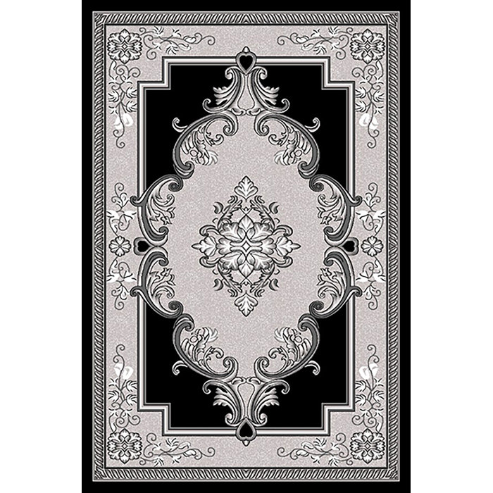 Astoria Grand Ramsel Power Loom Performance Gray/Black Rug & Reviews ...