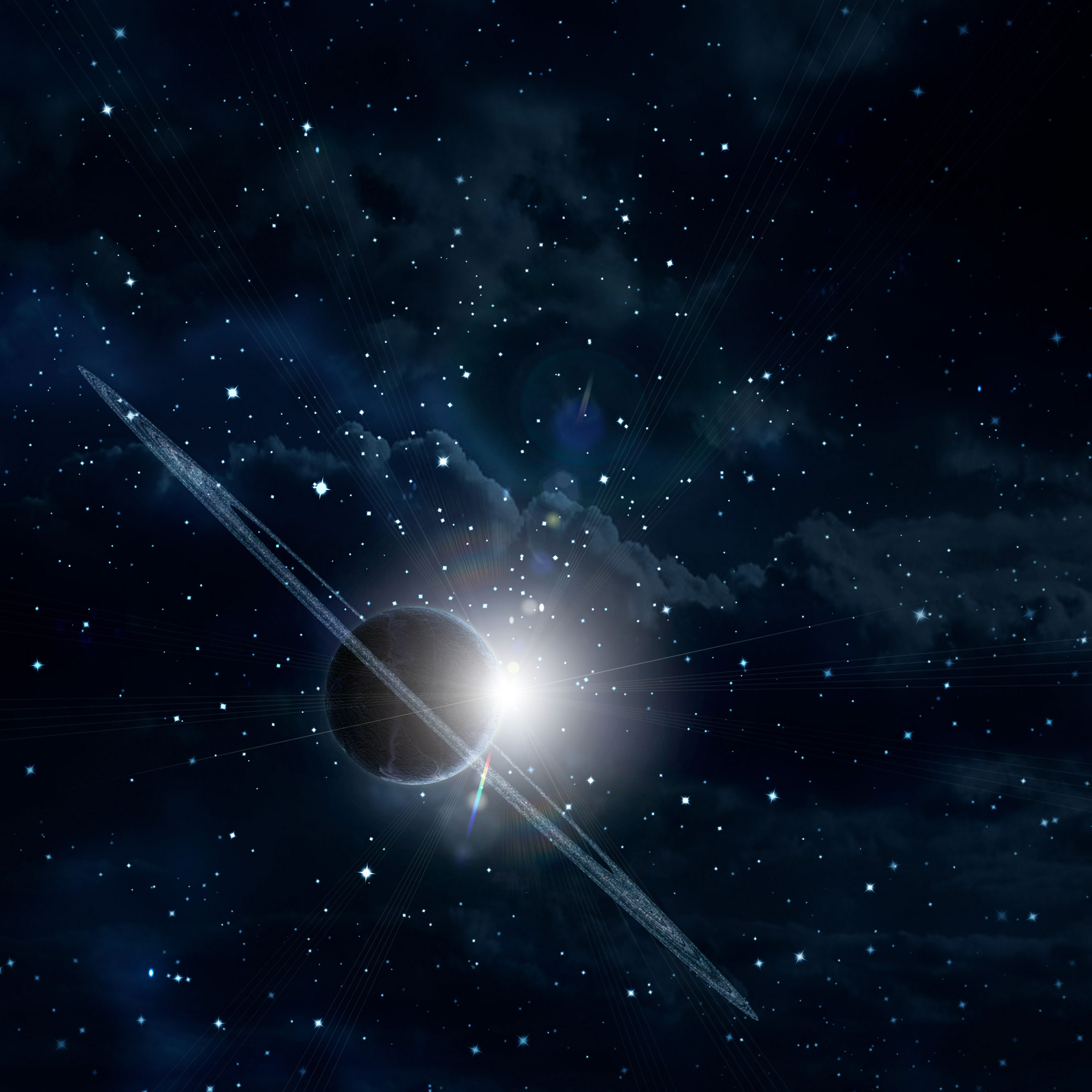 Ebern Designs Nubia Planet With Rings - Wrapped Canvas Photograph | Wayfair