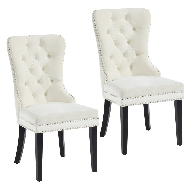 Gracie Oaks Kestrel Tufted Velvet Parsons Chair in Ivory & Reviews ...