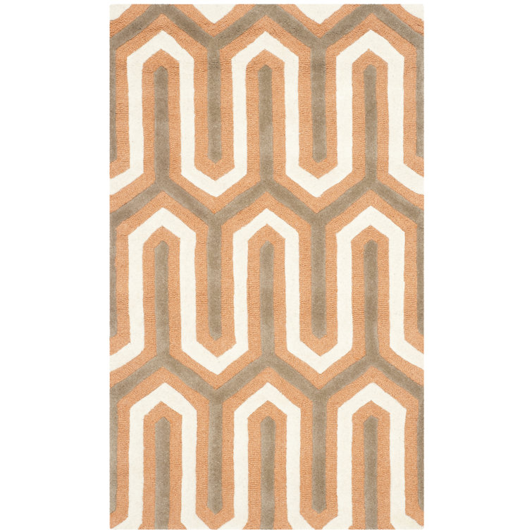 George Oliver Deedgra Hand-Tufted Wool Orange/Gray Area Rug & Reviews ...