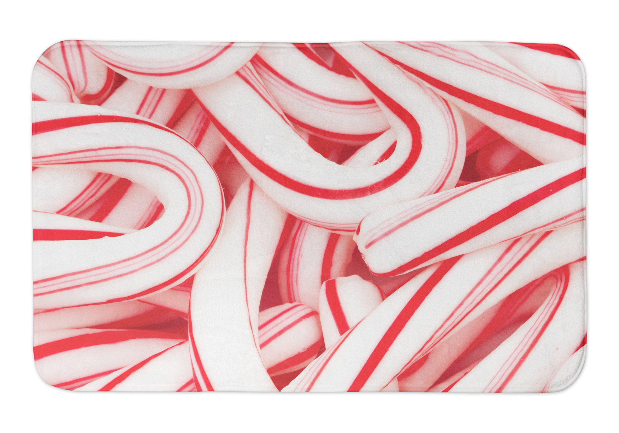 The Holiday Aisle® Reta Candy Canes Rectangle Non-Slip Bath Rug | Wayfair