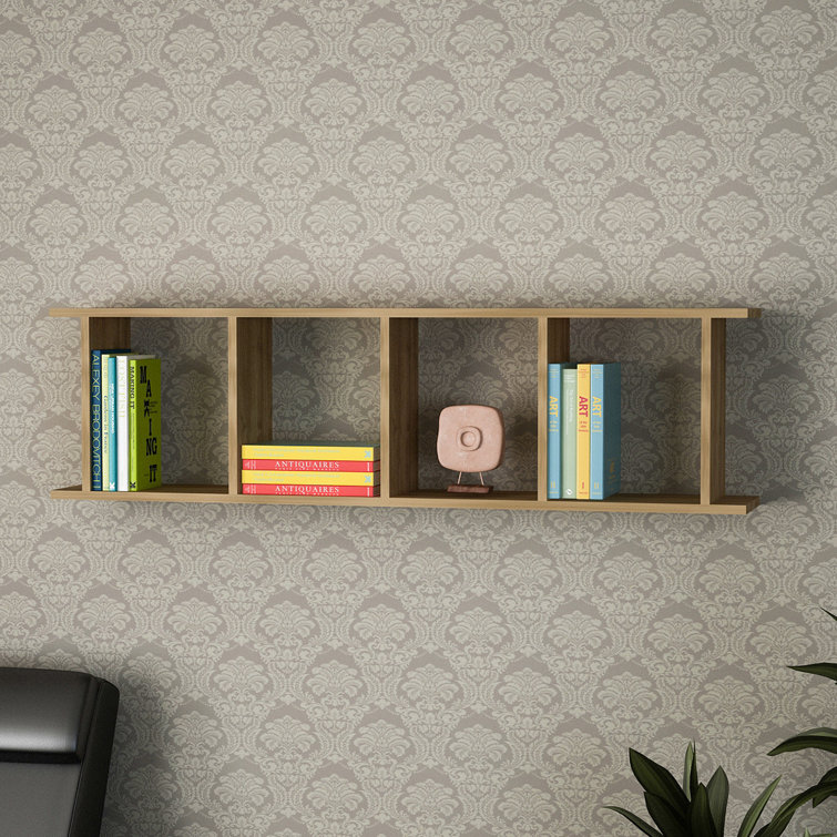 East Urban Home 14.41'' H x 47.24'' W Floating Bookcase | Wayfair