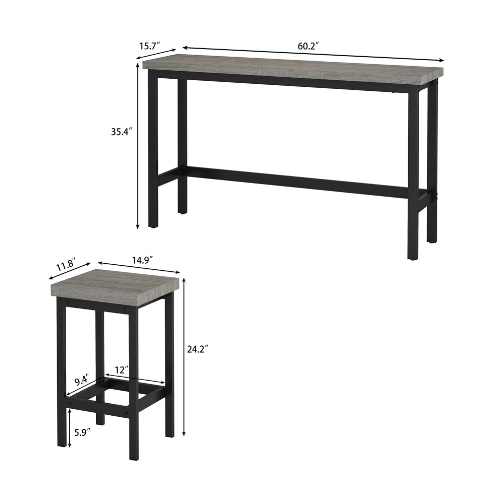 17 Stories Konica 3 - Person Counter Height Dining Set | Wayfair