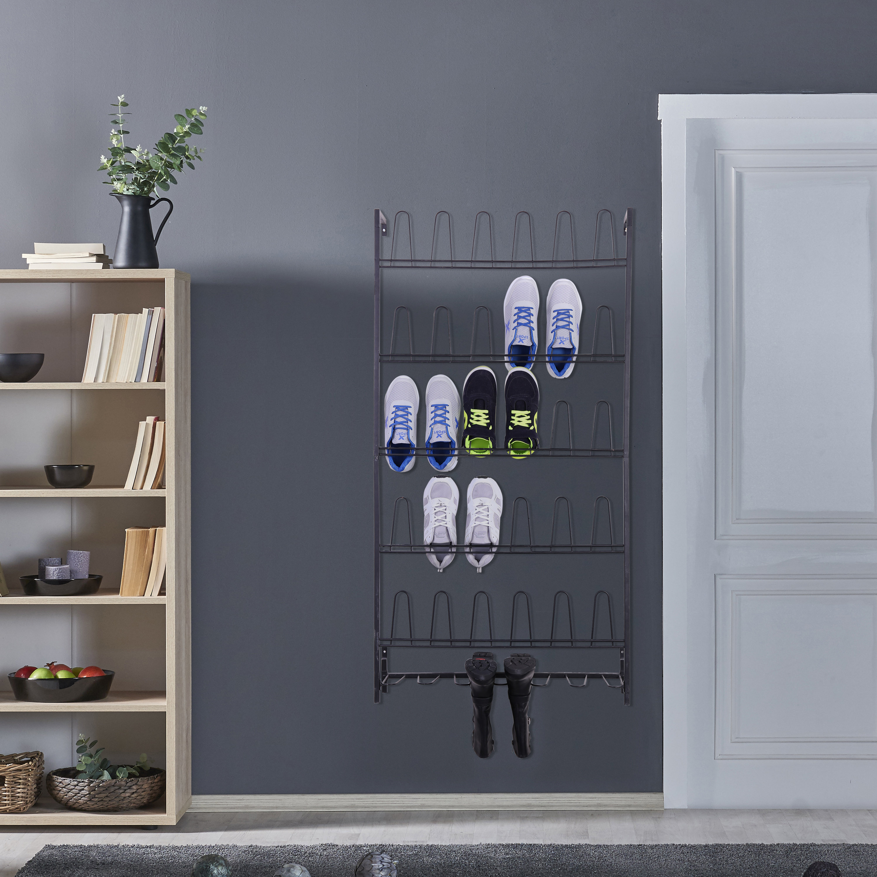 Rebrilliant 18-Pair Wall-Mounted Boots And Shoes Rack & Reviews | Wayfair
