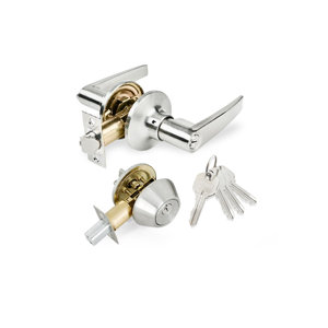 Premier Lock Complete Entry Lever Set with Single Cylinder Deadbolt ...