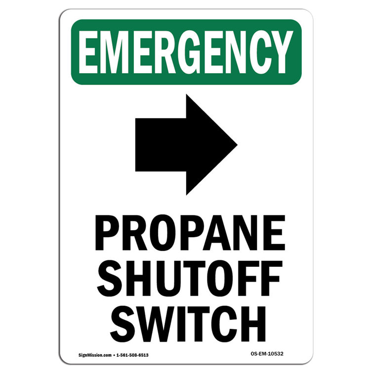 SignMission Propane Shutoff Switch Emergency Sign | Wayfair