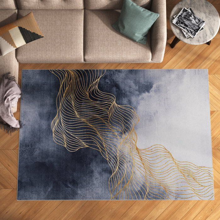 Mercury Row Borealis Flatweave Gold/Blue/White Rug & Reviews | Wayfair ...