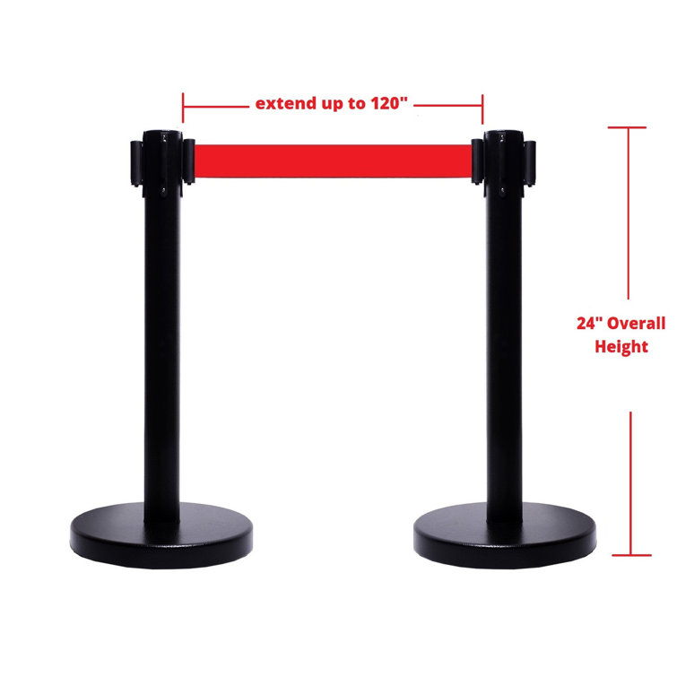 VIP Crowd Control 24" Short Retractable Belt Queue Safety Stanchion ...