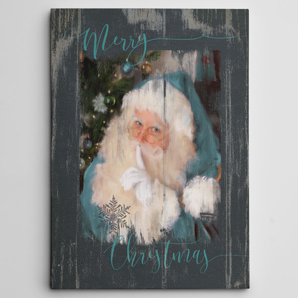 The Twillery Co.® A Teal Santa by Carol Robinson - Wrapped Canvas Print ...