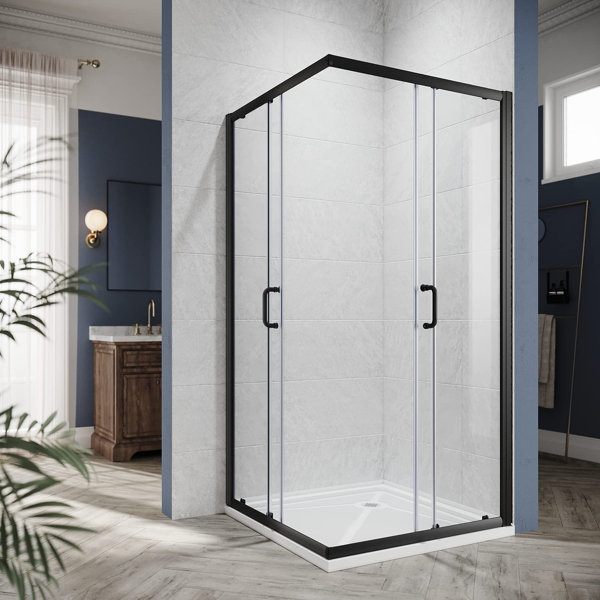 VTI 34" W x 34" D x 72" H Framed Square Door Opening Shower Enclosure ...
