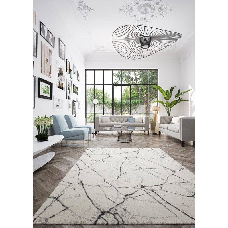 Mercury Row Heider Marble Print Grey/Cream Rug & Reviews | Wayfair.co.uk