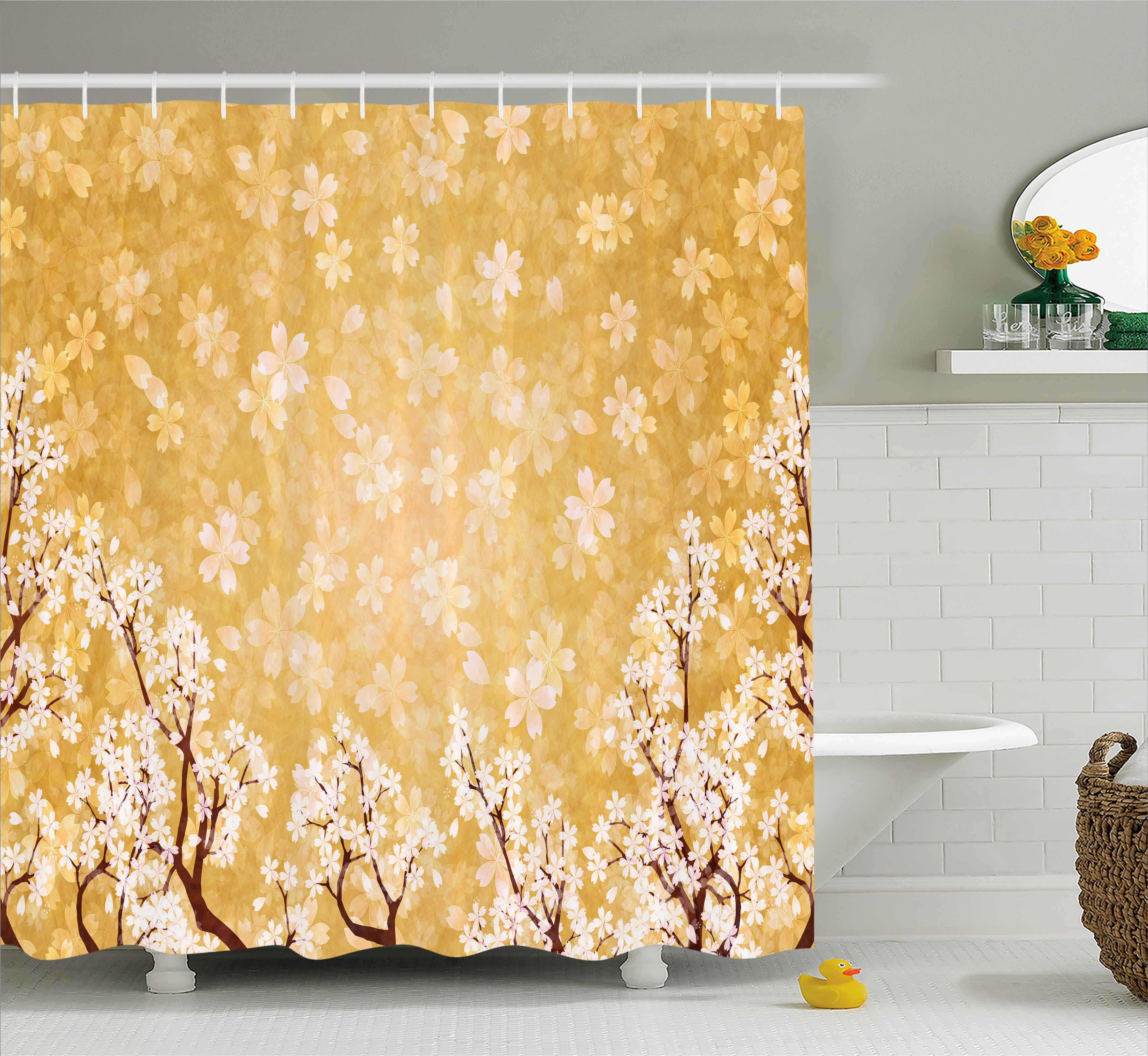 Winston Porter Jamal Trees Blossom Shower Curtain + Hooks | Wayfair