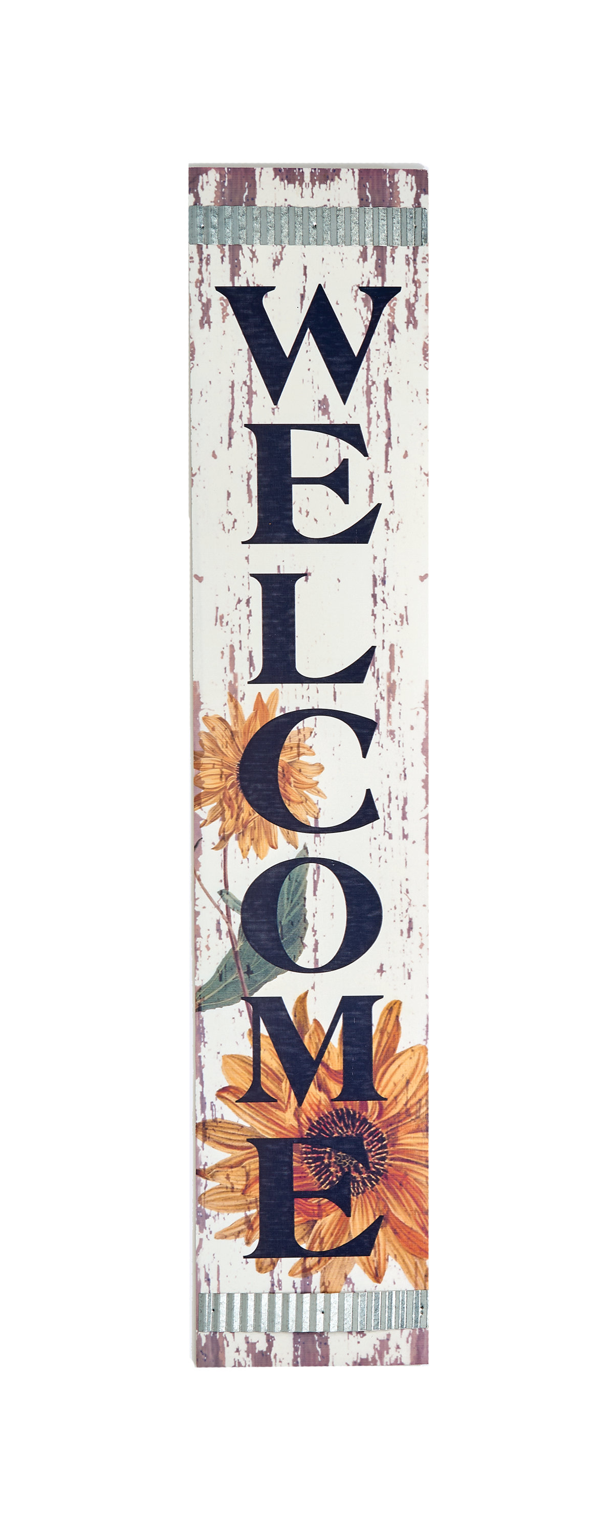 August Grove® Fogleman Tall Distressed Sunflower Welcome Sign Wall ...