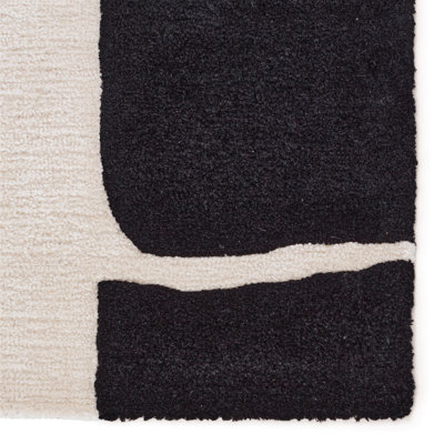 AllModern Handmade Black/Cream Rug | Wayfair