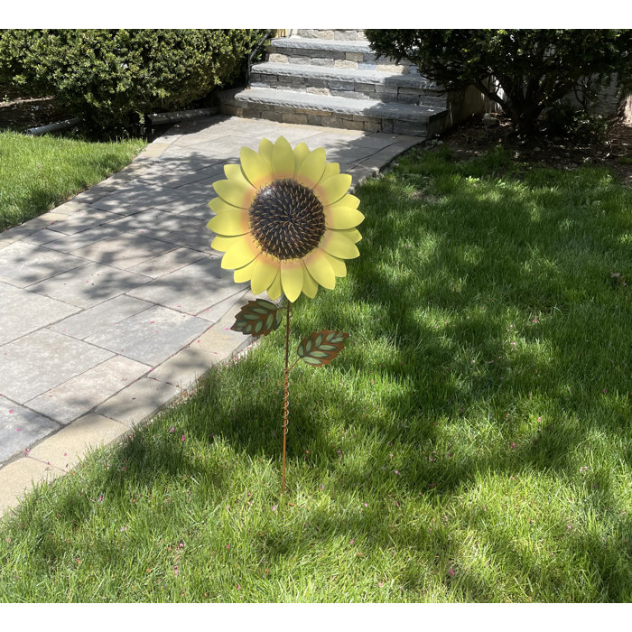 Gracie Oaks Metal Wobbly Sunflower Garden Stake | Wayfair
