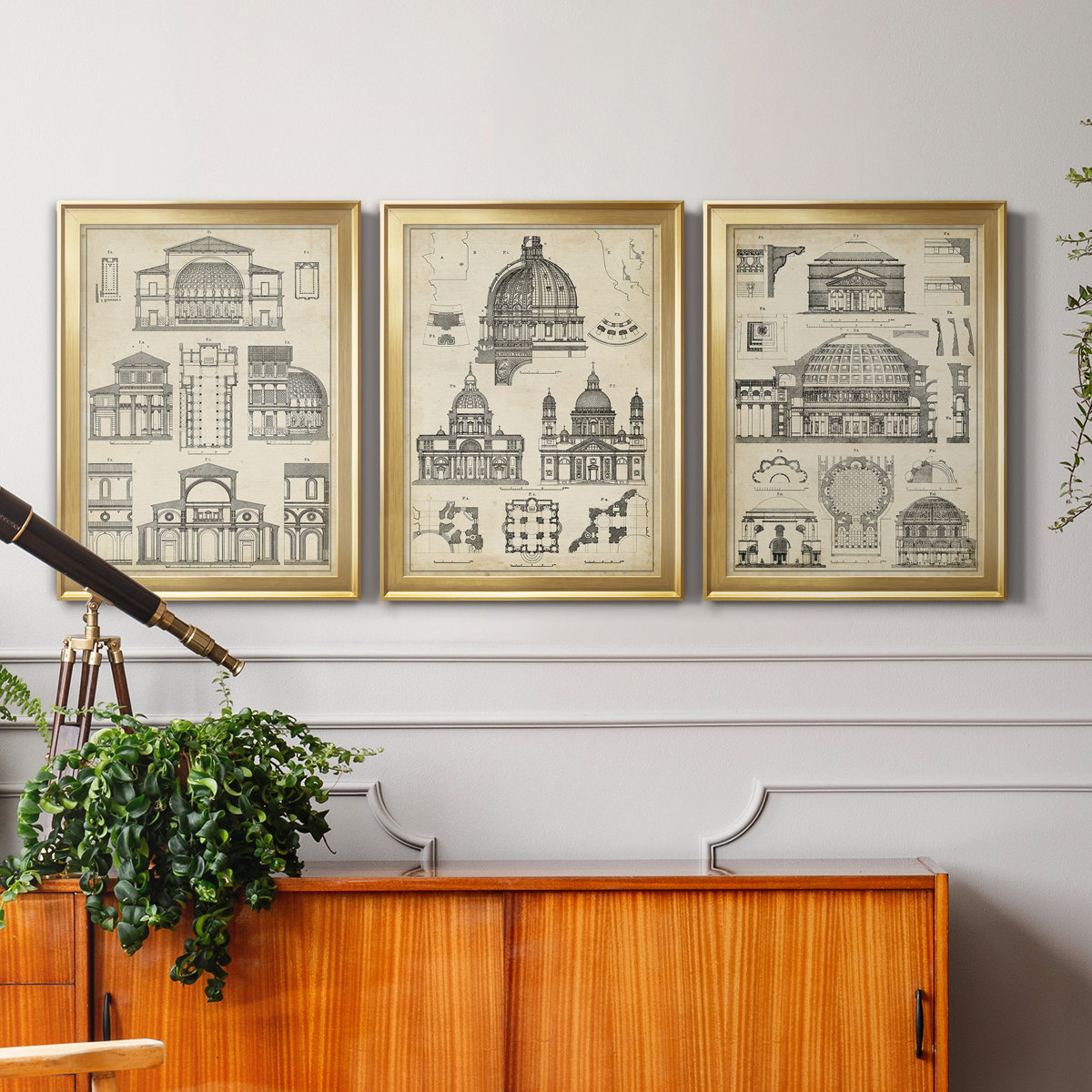 Williston Forge Vintage Architects Plan I - 3 Piece Picture Frame ...