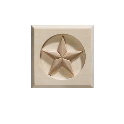 Ornamental Mouldings Hardwood Star Insert 3.5" H x 3.5" W x 1.07" D ...