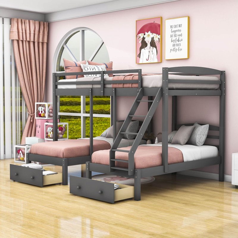 Harriet Bee Full Over Twin & Twin 3 Drawer Triple / Quad Bunk Bed | Wayfair