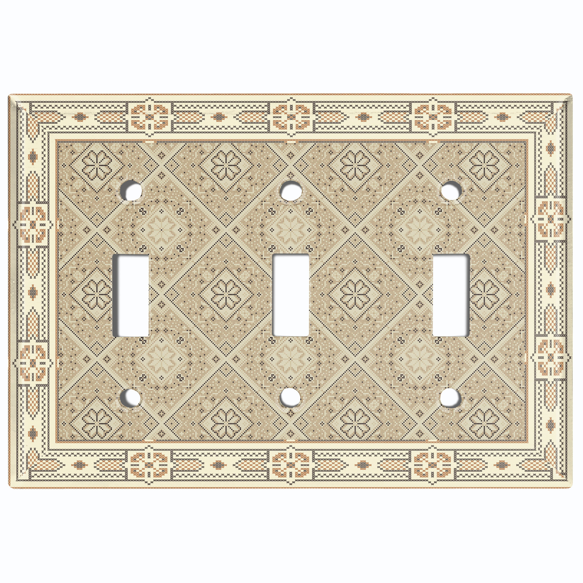 WorldAcc Vintage Snake Skin Tile 3-Gang Toggle Light Switch Wall Plate ...