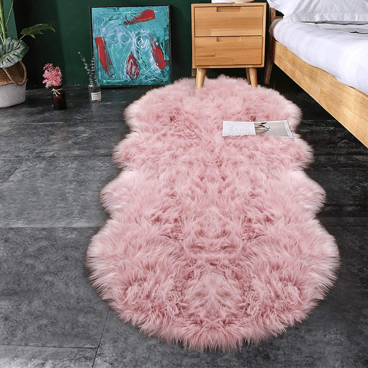 Mercer41 Baggara Sheepskin Faux Sheepskin Pink Rug & Reviews | Wayfair